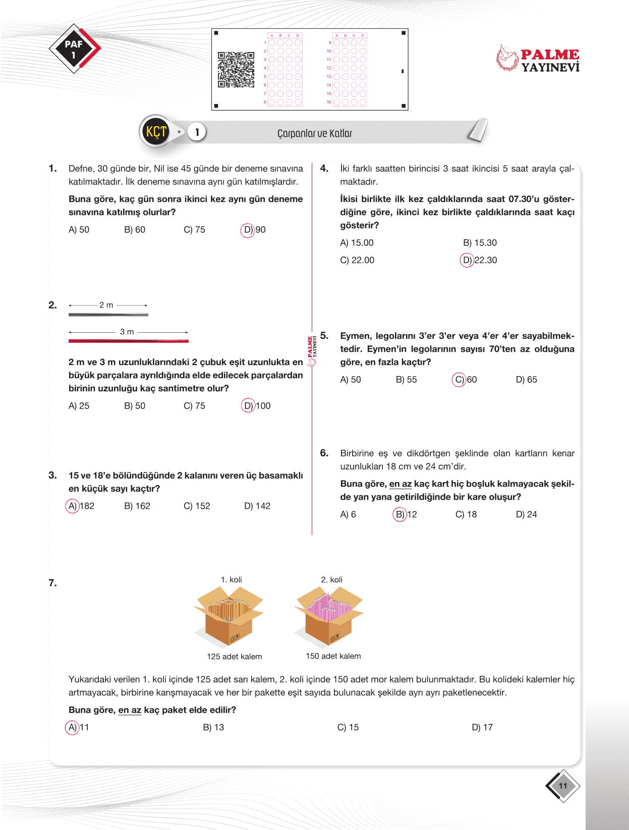 8. SINIF MATEMATİK PAF | Palme Yayın Grubu