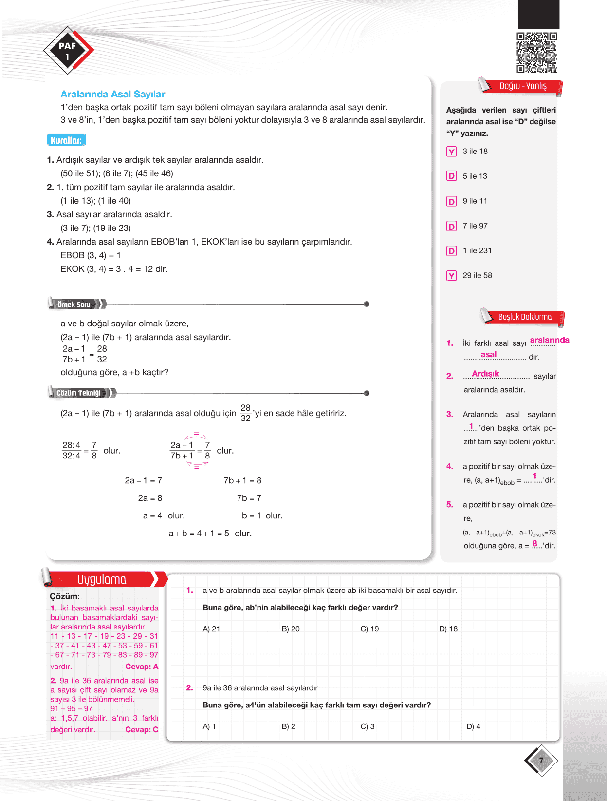 8. SINIF MATEMATİK PAF | Palme Yayın Grubu