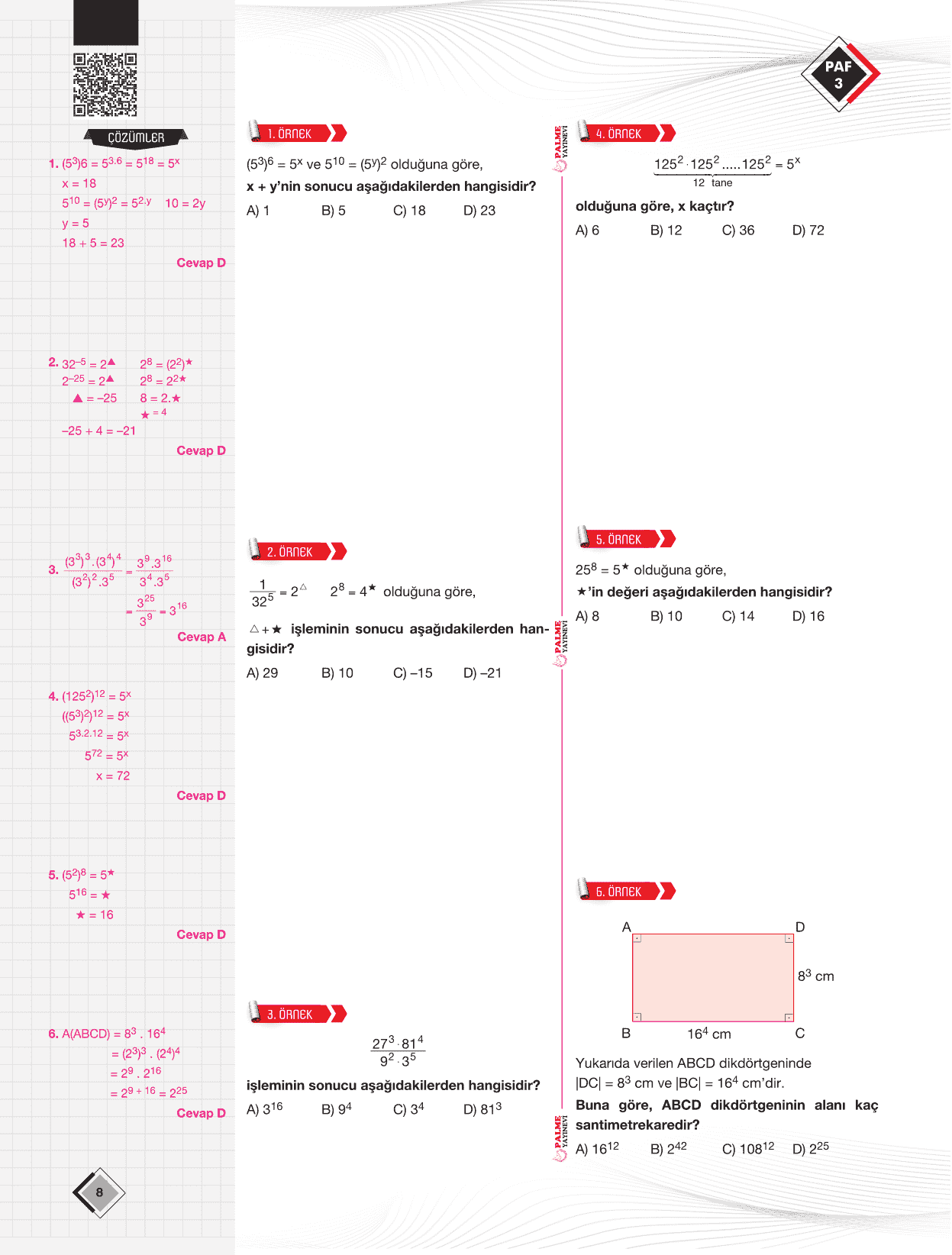 8. SINIF MATEMATİK PAF | Palme Yayın Grubu