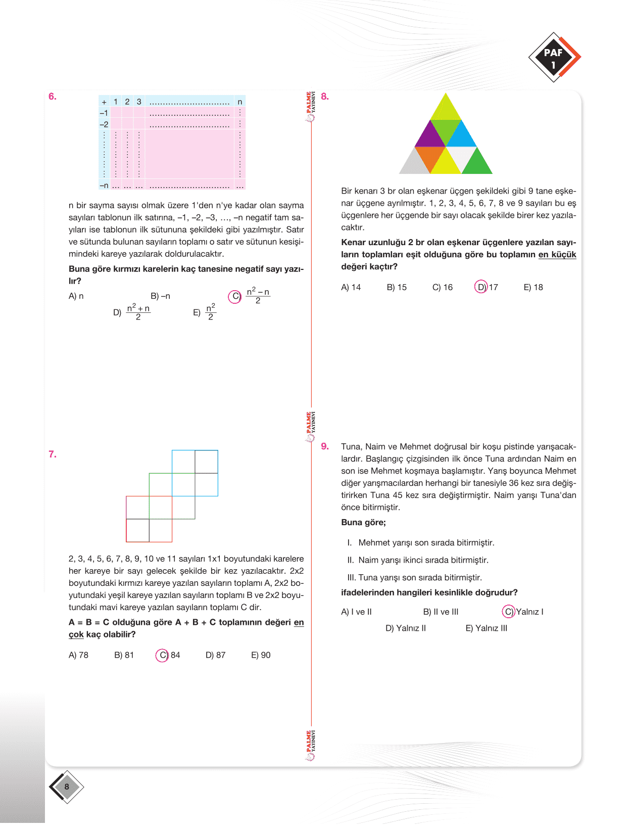 TYT MATEMATİK PAF | Palme Yayın Grubu